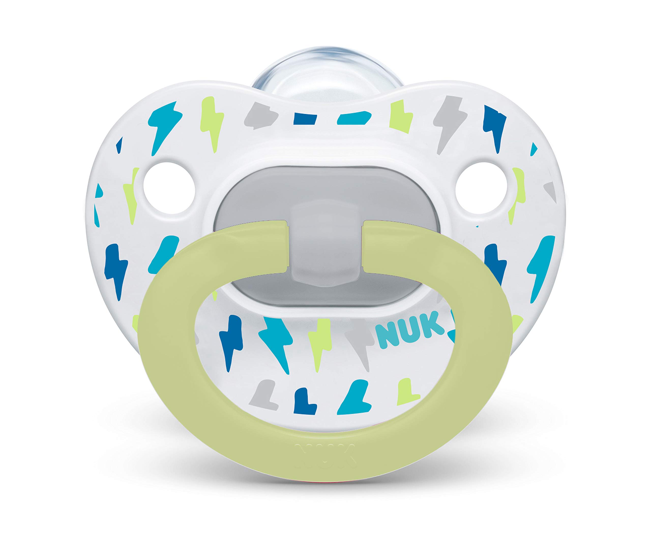 NUK Glow-in-The-Dark Orthodontic Pacifiers, Zebra, 0-6 Month (Pack of 2)