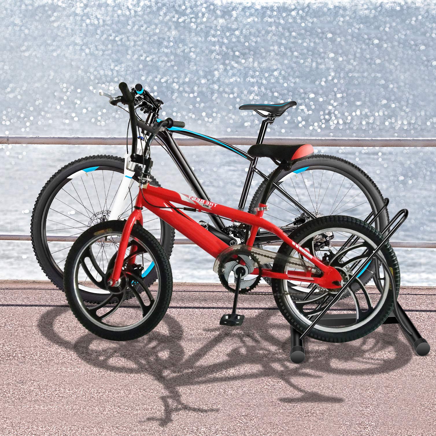 ONETWOFIT Bike Racks 2-Bike Floor Stand Bicycle Cycle Stand Garage Bicycle Storage Packing Rack for Indoor and Outdoor Using