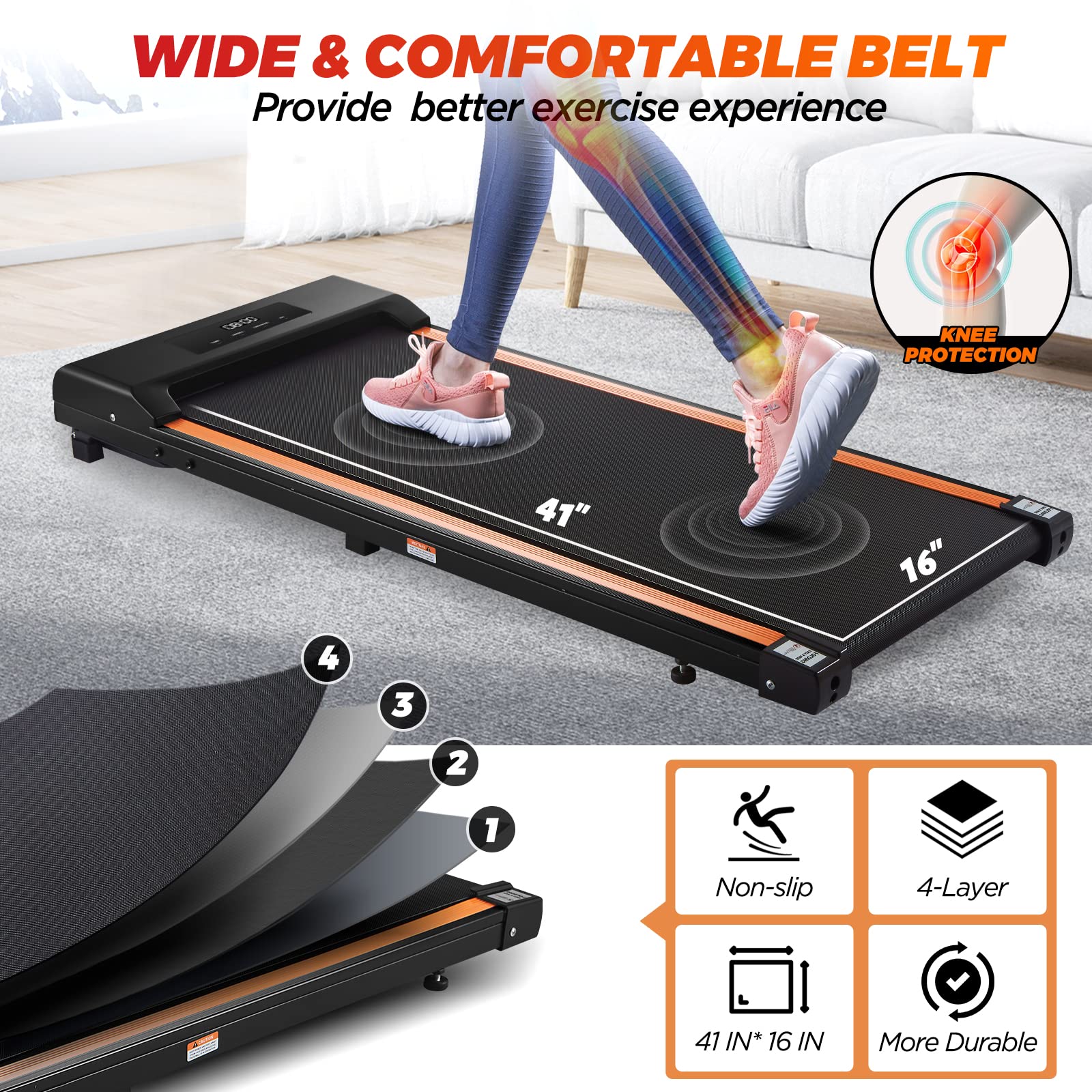 Walking Pad Advzon Under Desk Treadmill 2.0HP Walking Pad Treadmill Under Desk Remote Control with Mobile Phone Holder Free Installation LED Display 2 in 1 DeskTreadmill