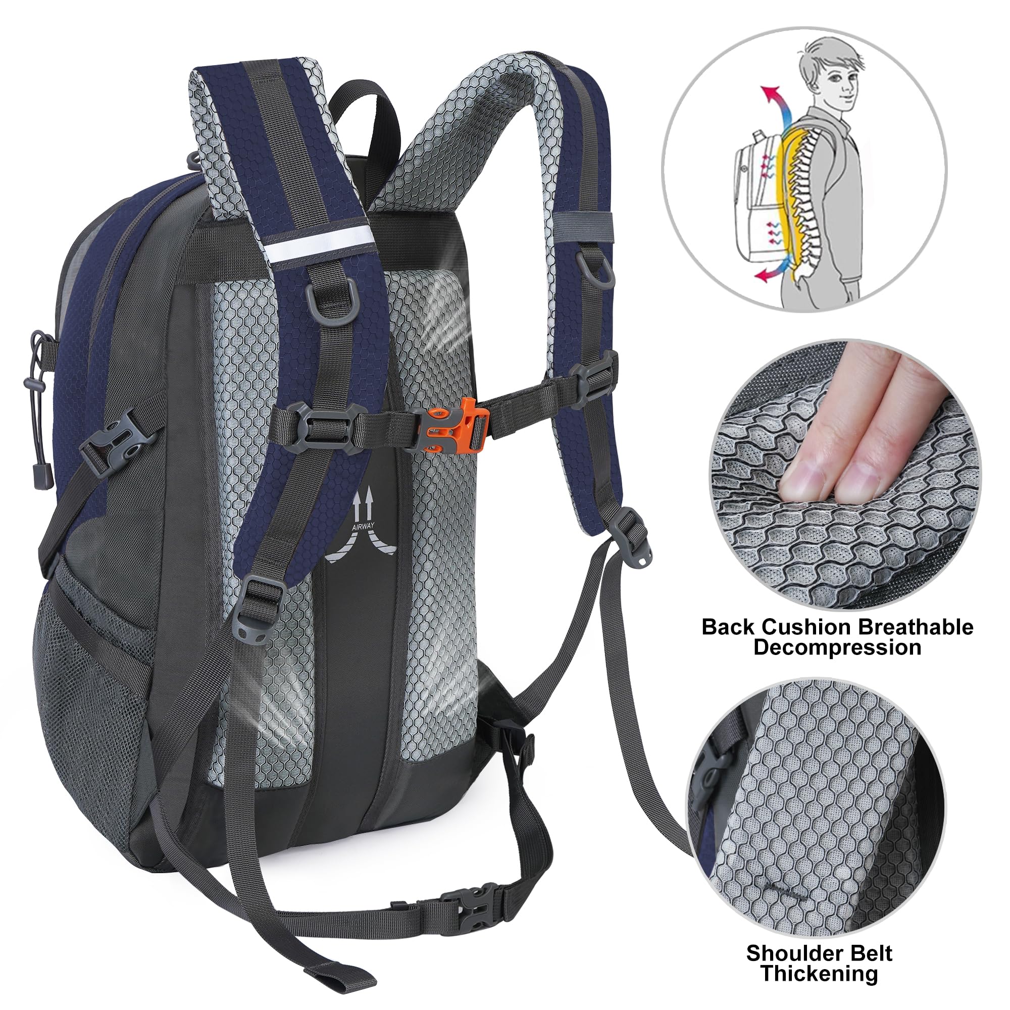 N NEVO RHINO Hiking Backpack 25L Waterproof Outdoor Day Pack, Lightweight Camping Travel Backpack for Men Women