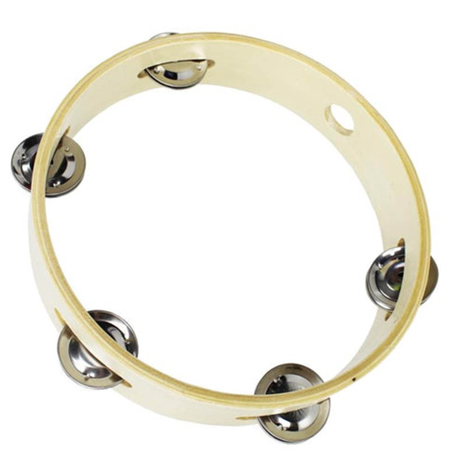 Tambourine 8 inches 5 pairs of Jingles, Wooden Frame, Headless