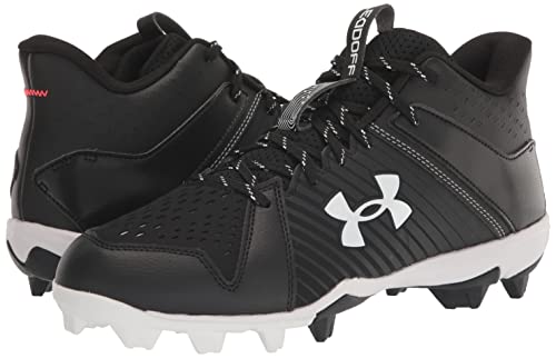 Under Armour Men's Leadoff Mid Rubber Molded Baseball Cleat, (001) Black/Black/White, 7