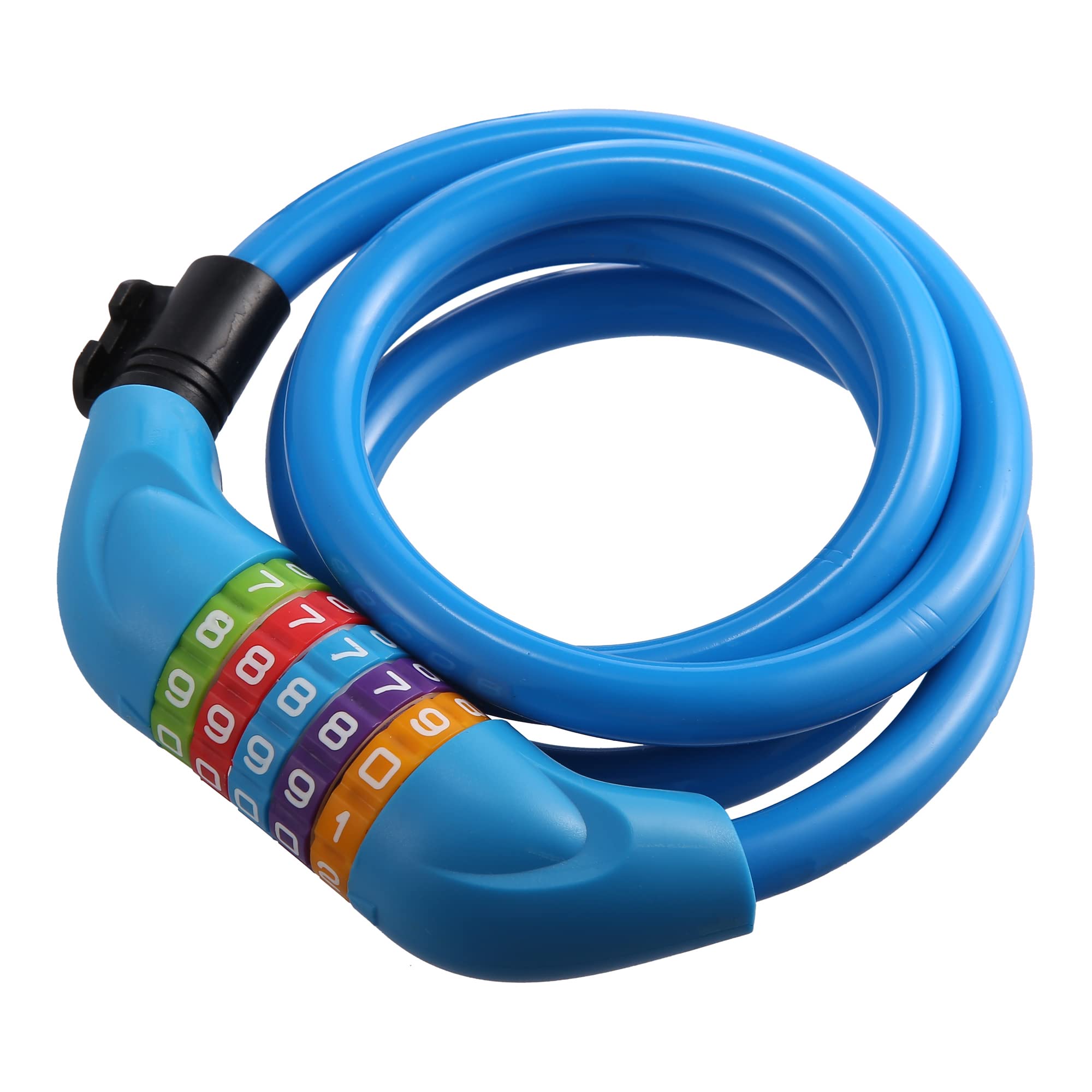 X AUTOHAUX Bike Locks Cable Portable 5 Digit Security Resettable Combination Bicycle Cable Lock 4 Feet Long 1/2 Inch Diameter Blue