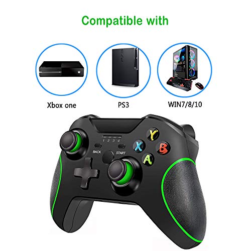 Wireless Controller for Xbox one, Built-in Dual Vibration 2.4HZ Gamepad Compatible with Xbox One/One S/One X/One Elite/ PS3/ Windows 10 (Black) (Renewed)