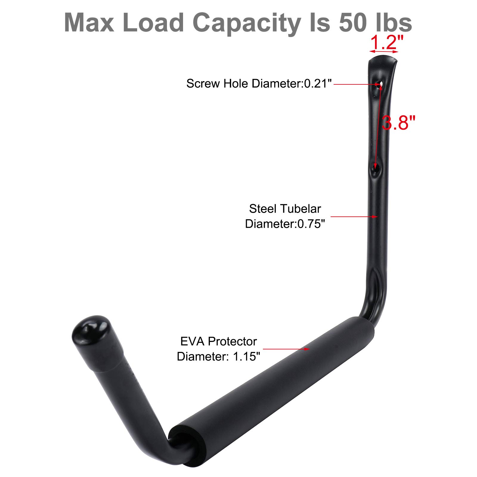 Patioer Garage Storage Heavy Duty Hooks, 15 Inch Large Arm Kayak Rack, 6 Pack Wall Mount Canoe Hangers