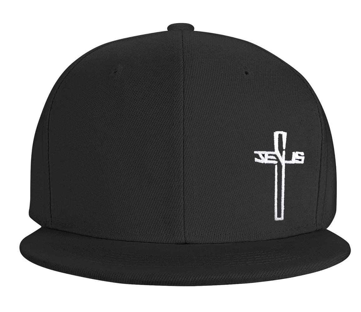 Snapback Hats for Men,Jesus Christian Cross Flat Brim Bill, Embroidery Adjustable Hip Hop Plain Baseball Cap