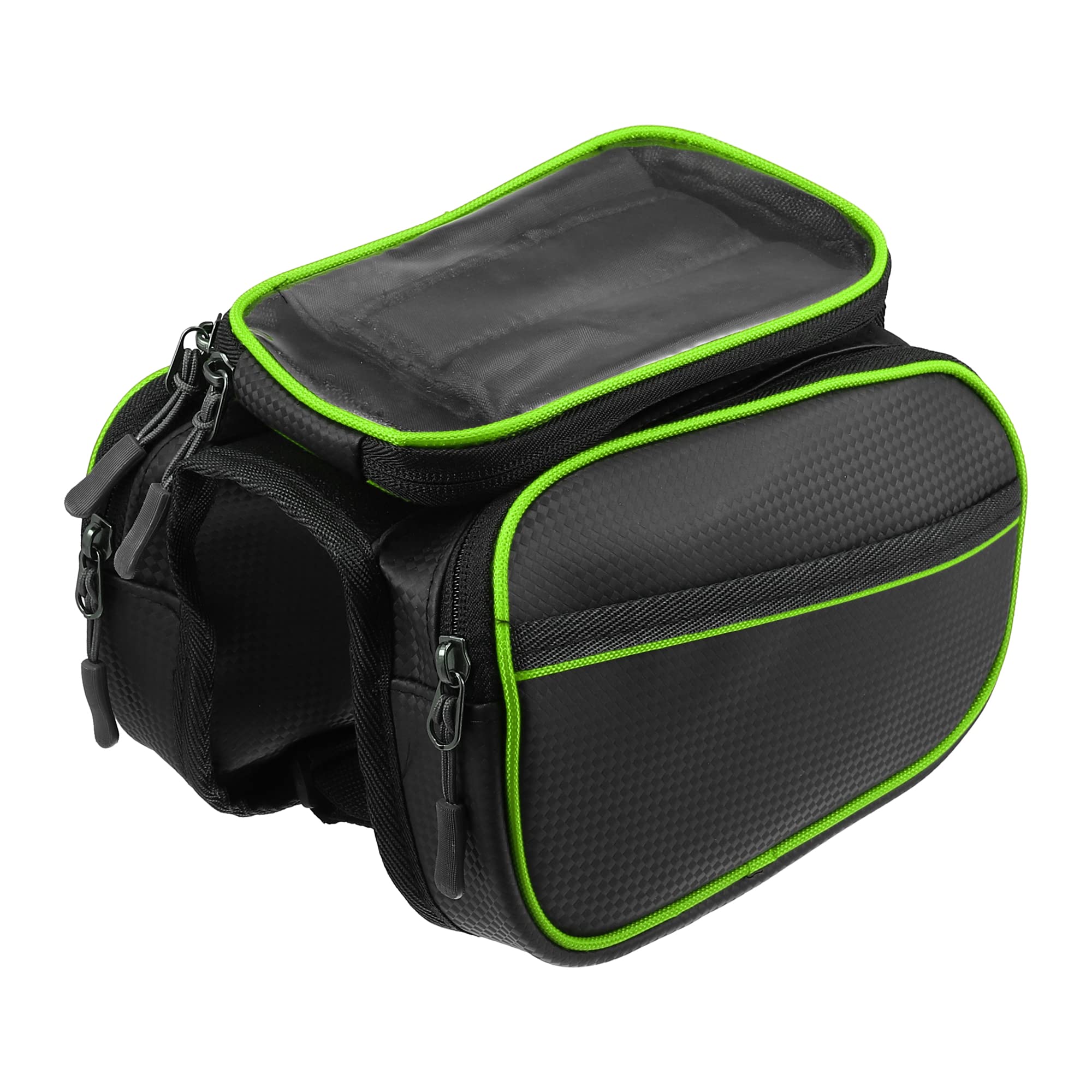X AUTOHAUX Bike Front Frame Pouch Bag with 6.2-inch Touch Screen Phone Holder Waterproof Bicycle Storage Bag for Road Mountain Bikes Green