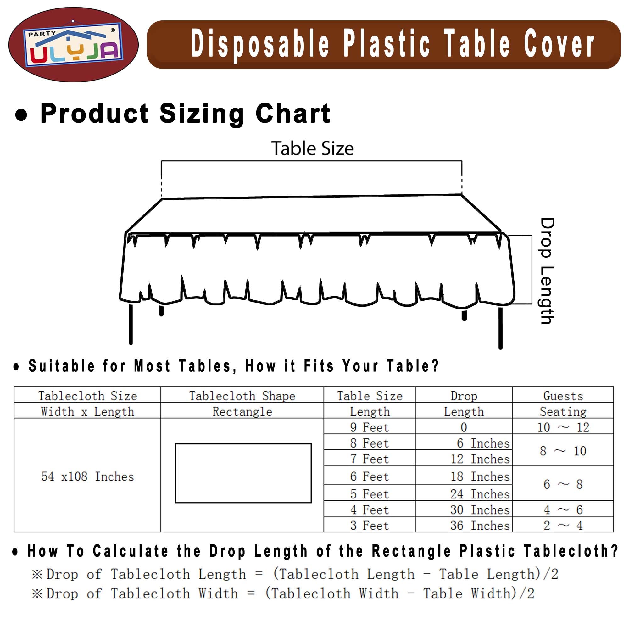 PARTY ULYJA Royal Blue Tablecloths Plastic 3-Pack Premium 54 Inches x 108 Inches Disposable Table Covers Decorative Table Cloths for Rectangle Tables