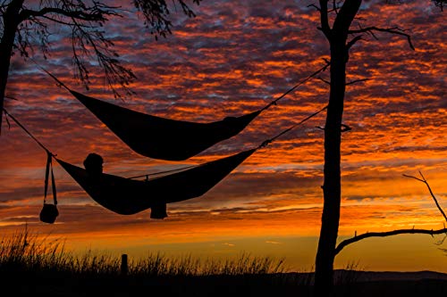Single & Double Camping Hammock with Net Mosquito/Bug | Included Tree Straps and Carabiners, Parachute Nylon | Easy Assembly, Lightweight, Portable | Indoor Outdoor Backpacking - Full Size, Sky Green
