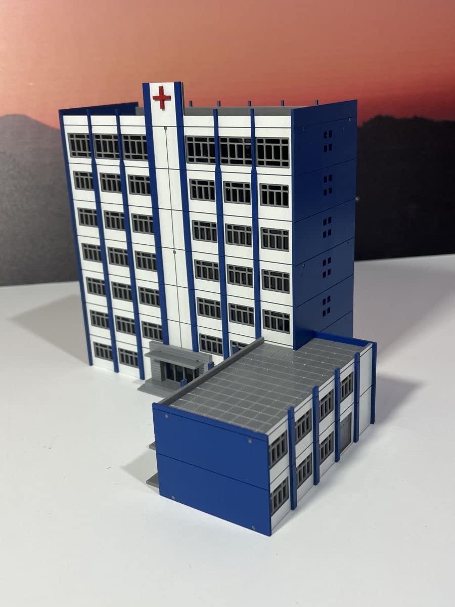 N Scale Railway Train Scene Hospital Model with Annex
