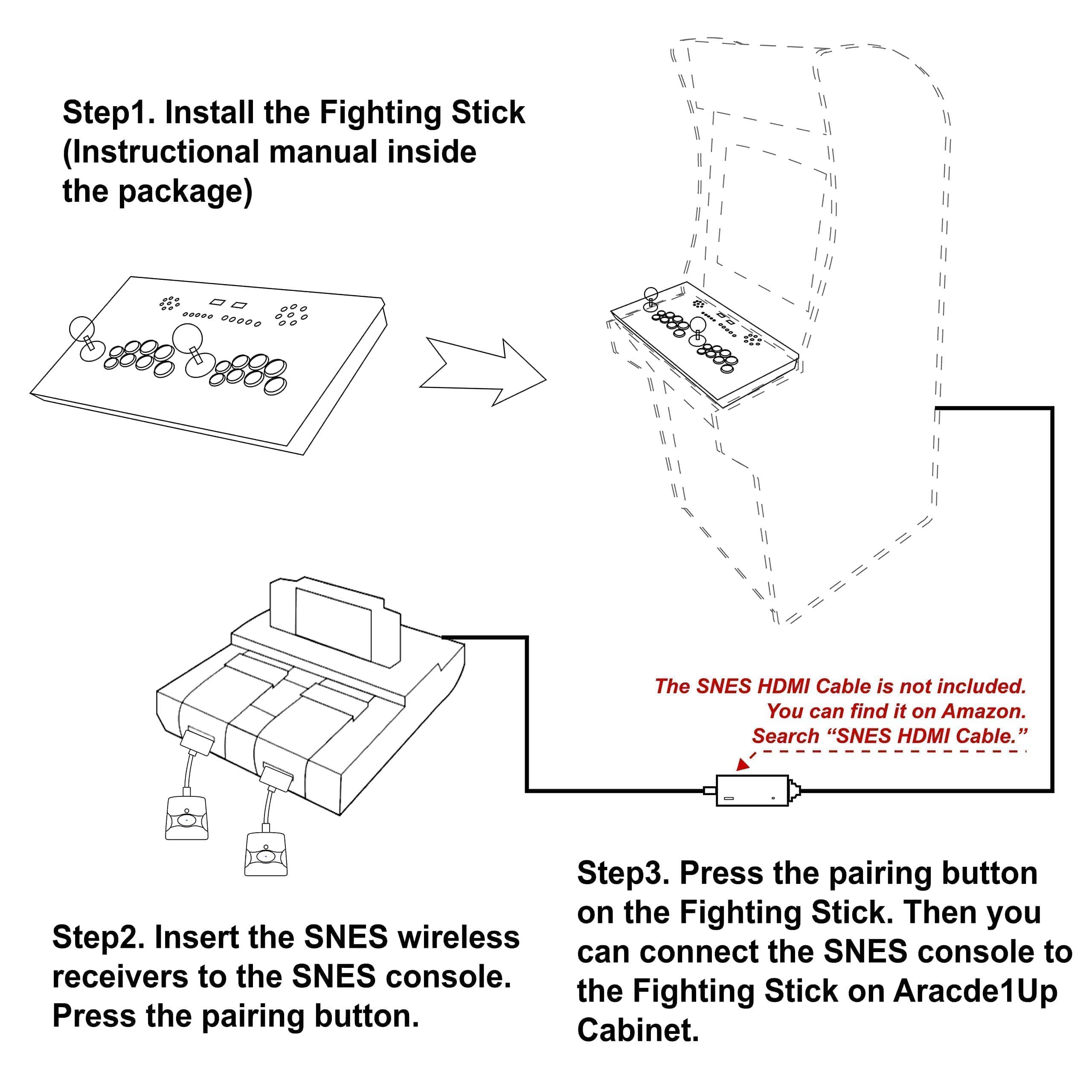 SNES Fighting Stick for Arcade1Up Cabinet, Play SNES, Super Famicom SFC Console on The Cabinet, Joysticks Specially Designed for Arcade1Up