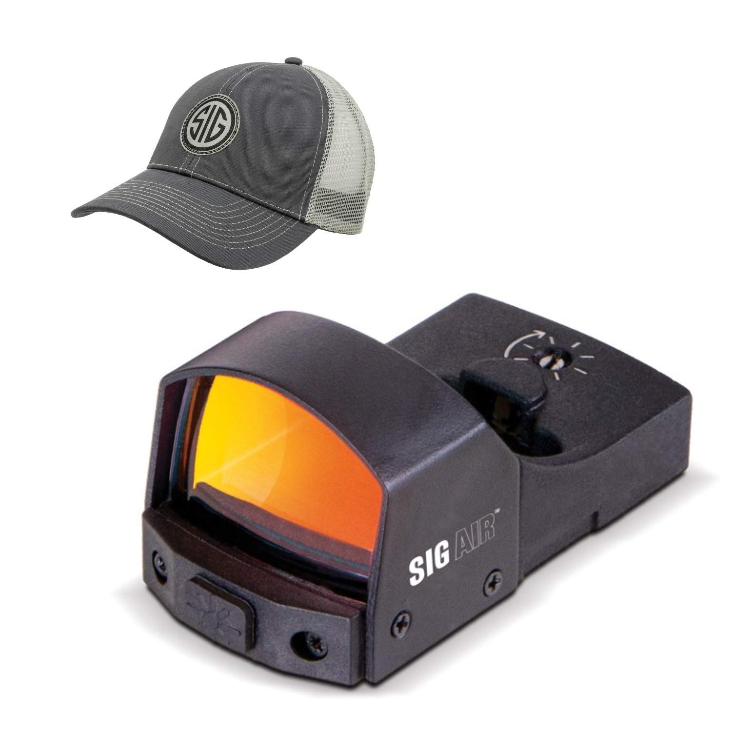 SLG Sаuer Airgun Red Dot Optic Reflex Sight, M17/M18 Air Pistol Air Gun Compatible with Included SLG Sаuer Mark Woven Patch Trucker Hat Bundle