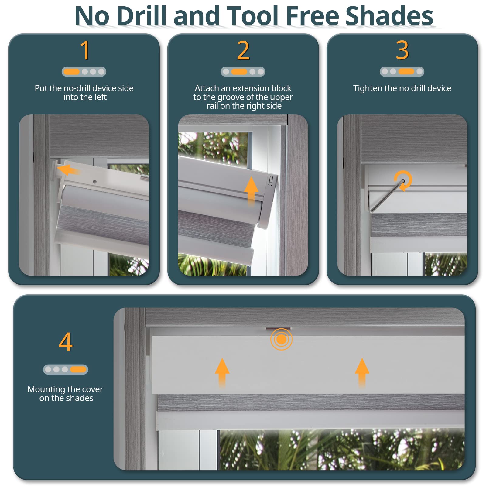 Motorized Blinds No Drill Automatic Blinds for Windows Cordless Roller Shades Electric Blinds with Remote Control Smart Blinds (Black, 34 x 72)