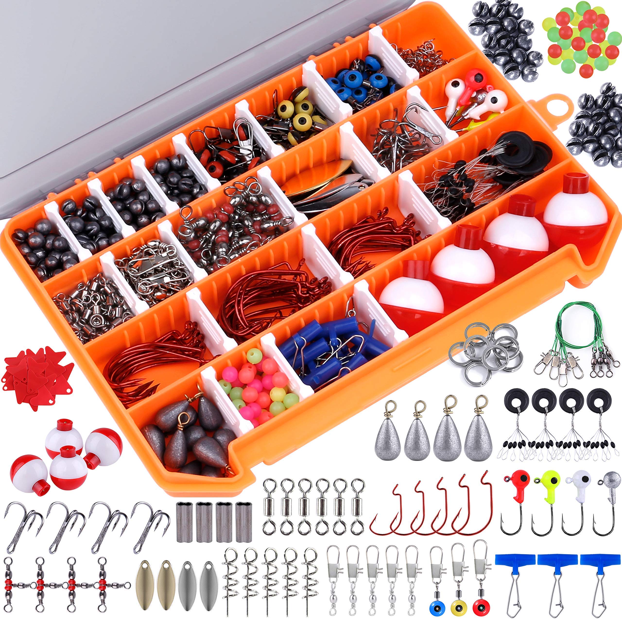 PLUSINNO Telescopic Fishing Rod and Reel Combo, 263 Pcs Fishing Tackle Kit with Tackle Box