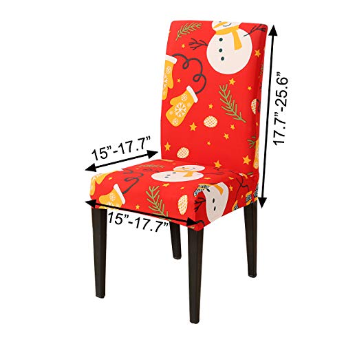 Ogrmar 4PCS Stretch Removable Washable Dining Room Chair Protector Slipcovers Christmas Decoration/Home Decor Dining Room Seat Cover