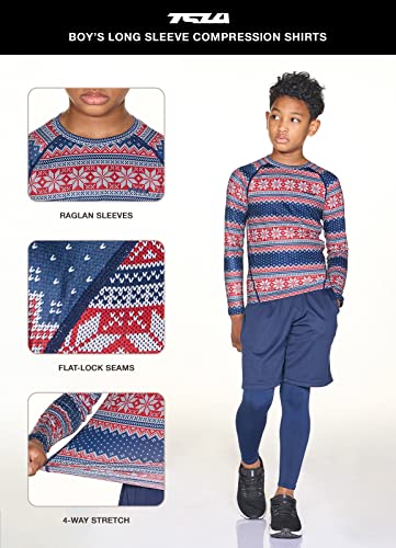 TSLA Kid's & Boy's and Girl's Thermal Long Sleeve Tops, Crew Neck Fleece Lined Compression Base Layer Shirts, Thermal Mock Neck Purple, 16