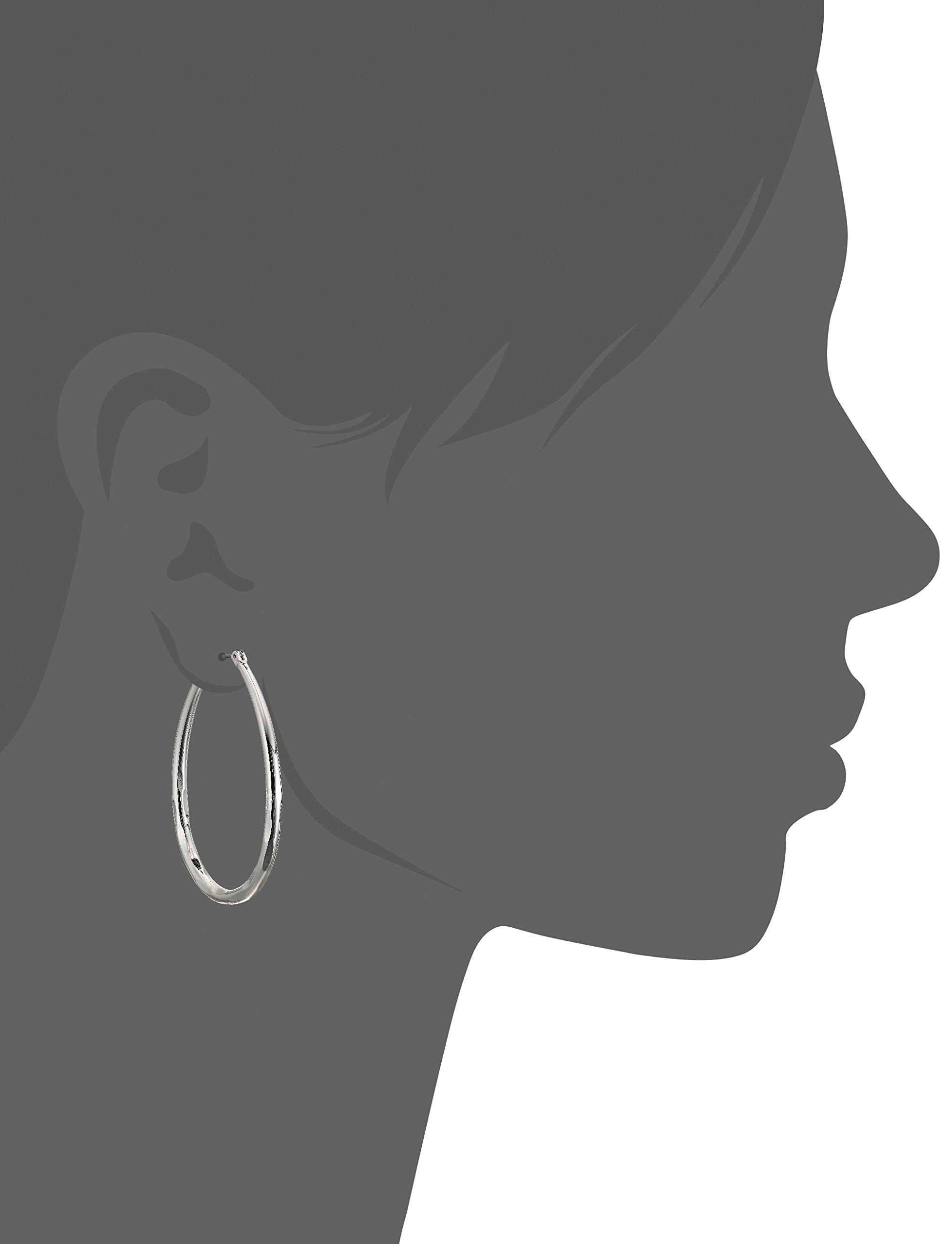 NINE WEST Women's Silver Teardrop Hoop Earrings