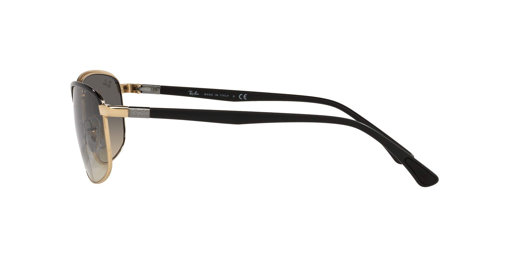 Ray-Ban RB3671 Rectangular Sunglasses, Black On Gold/Grey Gradient, 60 mm