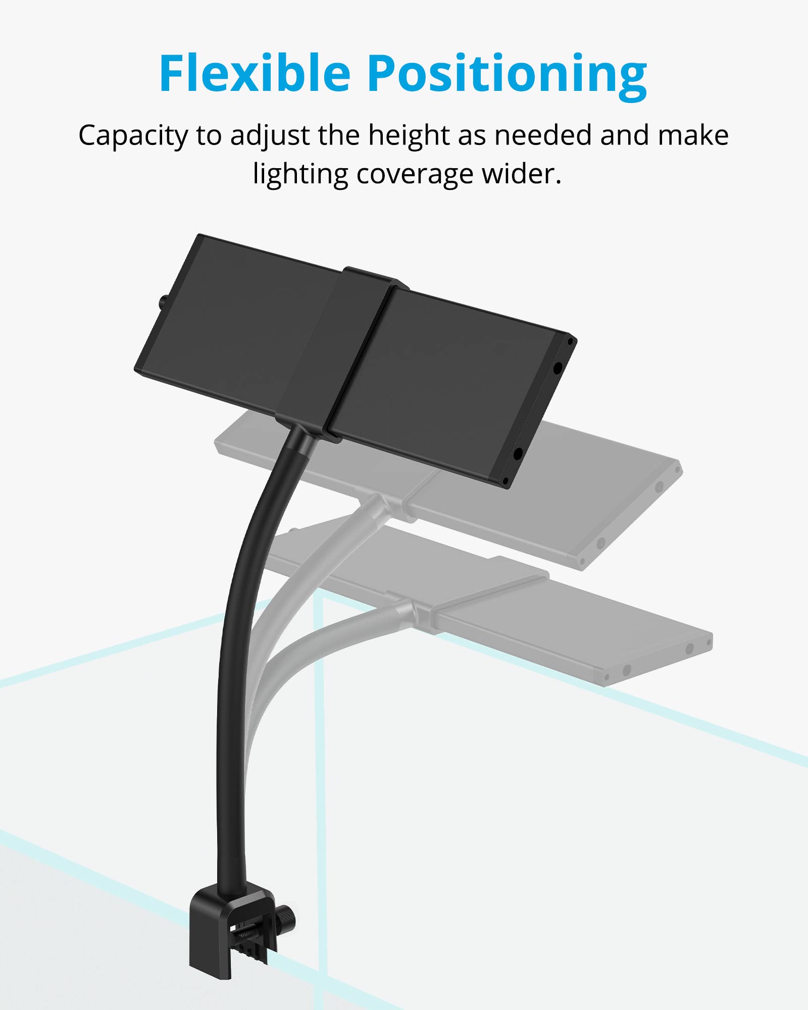 NICREW AquaLux Tank Mount, Adjustable Black Gooseneck Arm Bracket, 2 Pack (Only for NICREW AquaLux Plant LED)