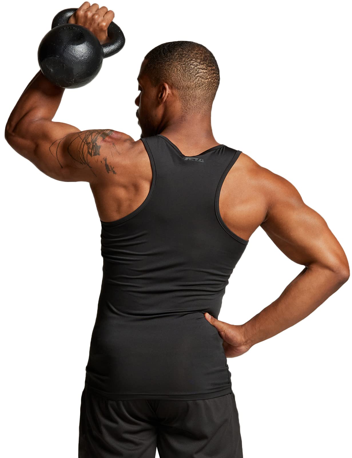 TSLA Men's Athletic Compression Sleeveless Tank Top, Cool Dry Sports Running Basketball Workout Base Layer, Active 3pack Tank Tops Black/Charcoal/Real White, Large