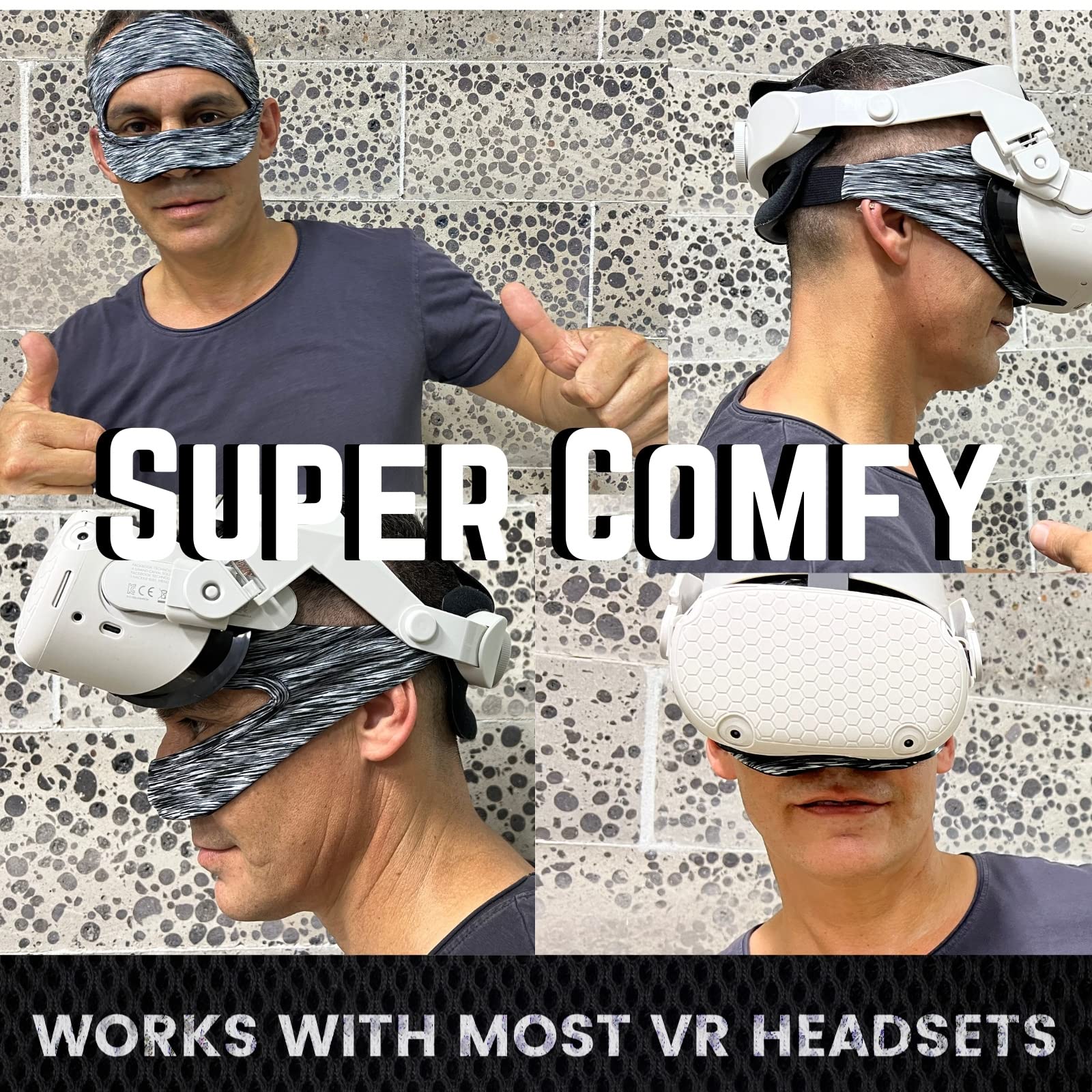 Sweat Guard for Oculus Quest 2, VELLAA Oculus/Meta Quest 2 Accessories Adjustable VR Sweat Band Breathable VR Mask for Beat Saber Workout Games(2pcs)
