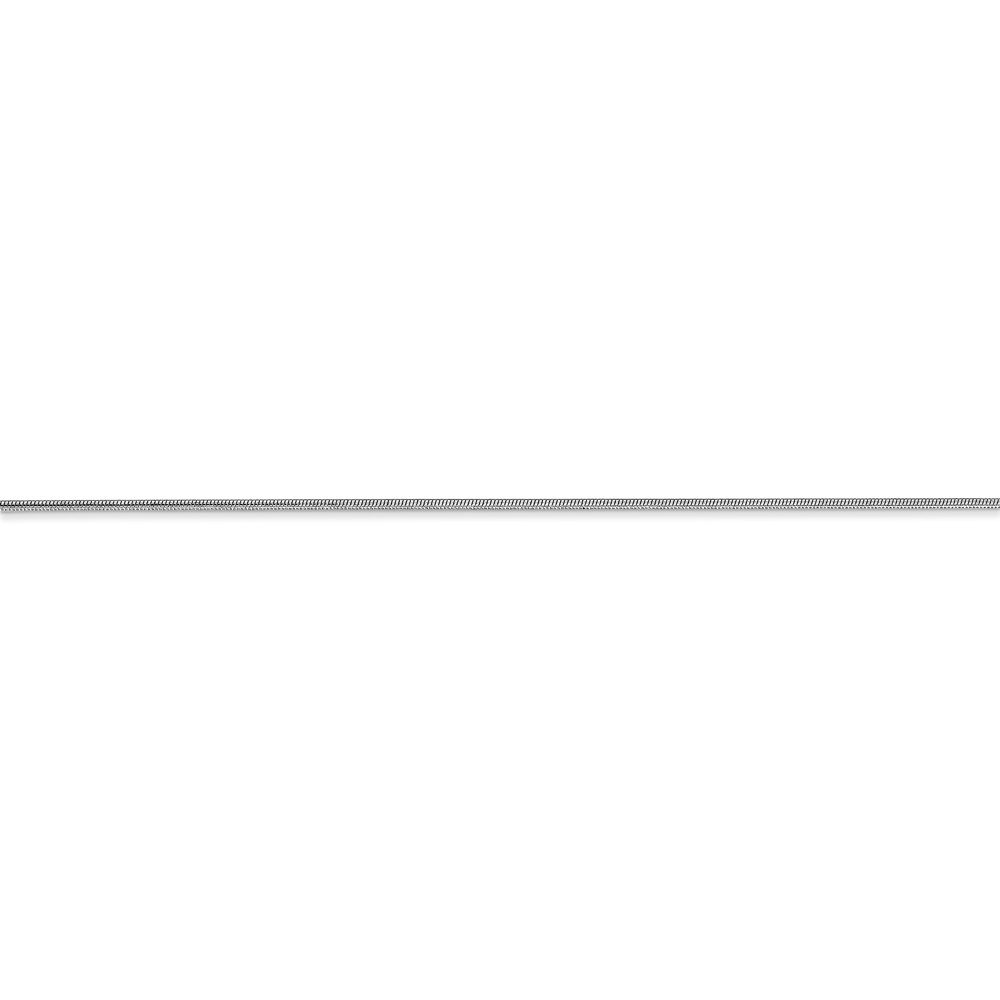 Solid 14k White Gold .80mm Round Snake Chain Necklace - with Secure Lobster Lock Clasp 18"