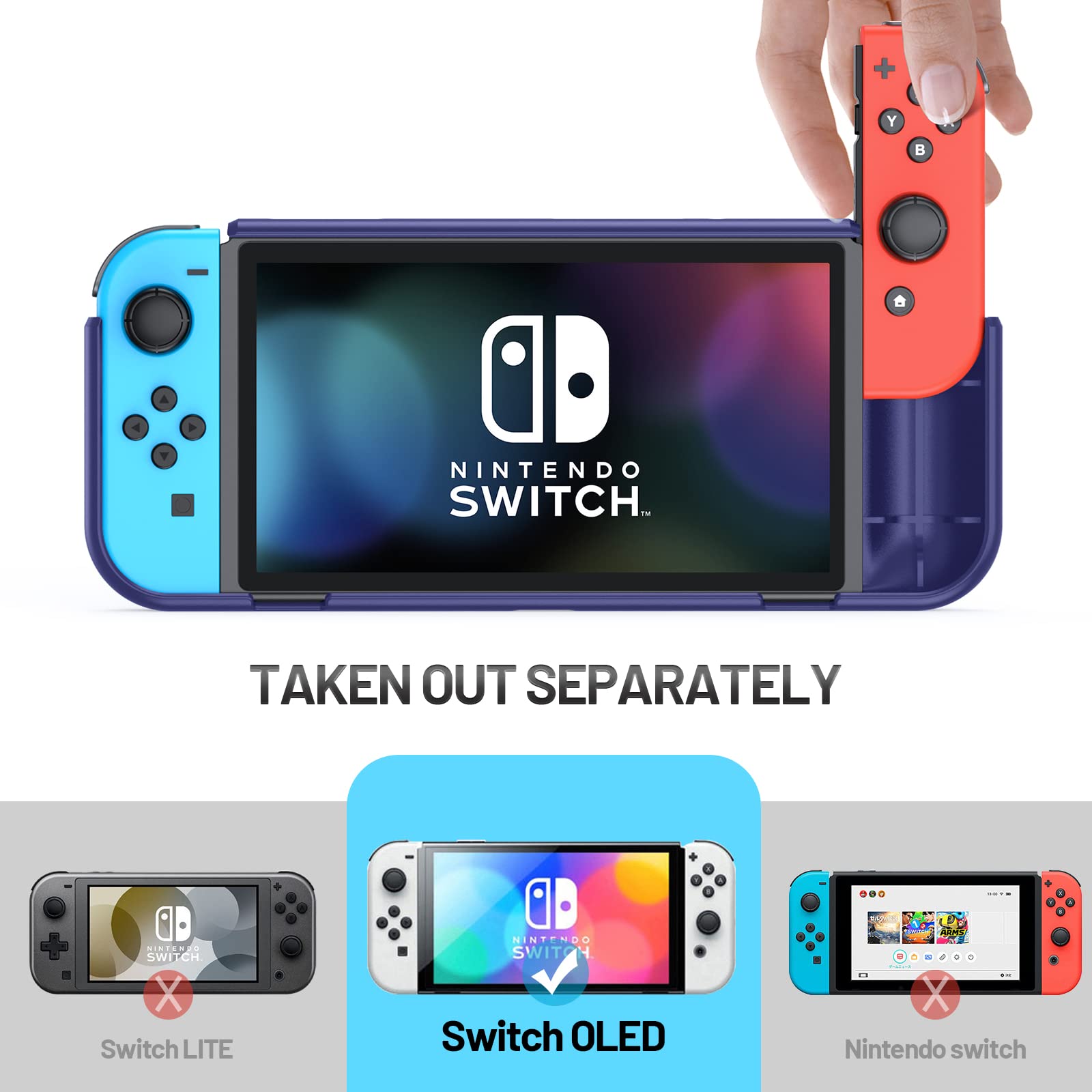 ykooe for Nintendo Switch OLED 2021 Case, Silicone Shockproof Protective Grip Cover, Blue