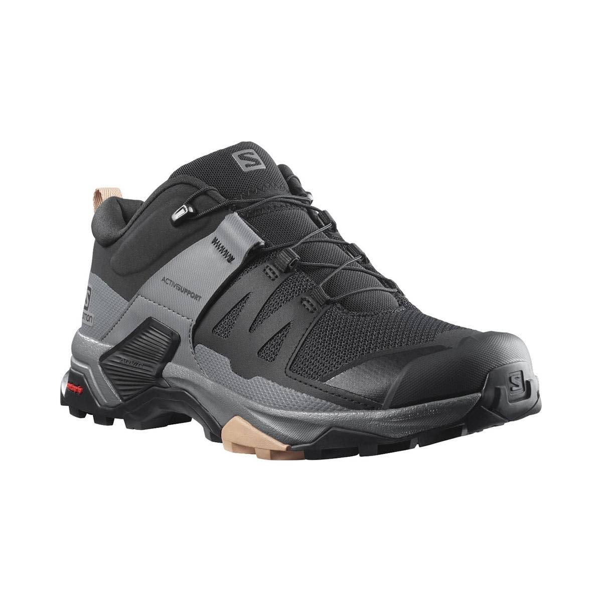 Salomon X ULTRA 4 Hiking Shoes for Women, Black/Quiet Shade/Sirocco, 8.5
