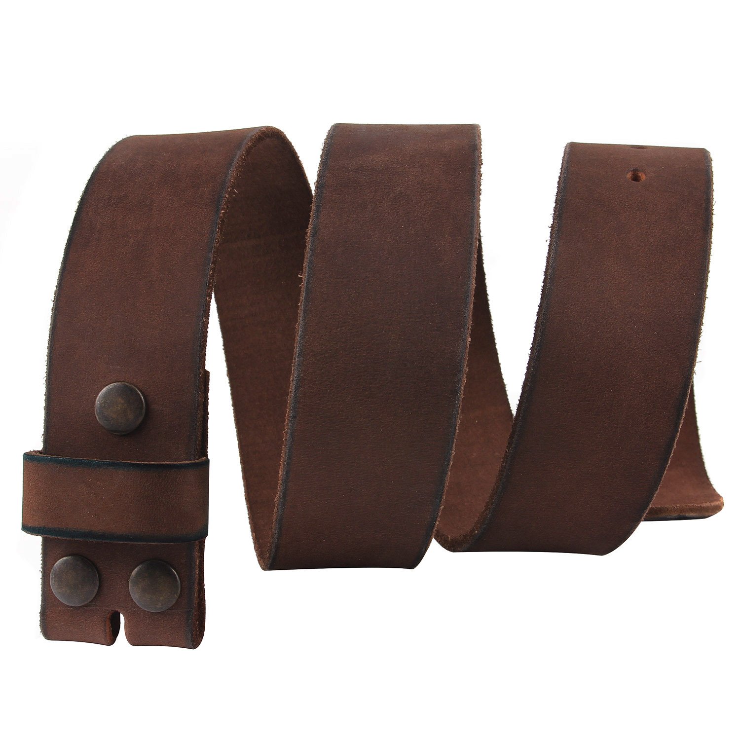 NPET Mens Leather Belt Full Grain Vintage Distressed Style Snap on Strap 1 1/2" Wide (For 32"-34" waist, coffee)
