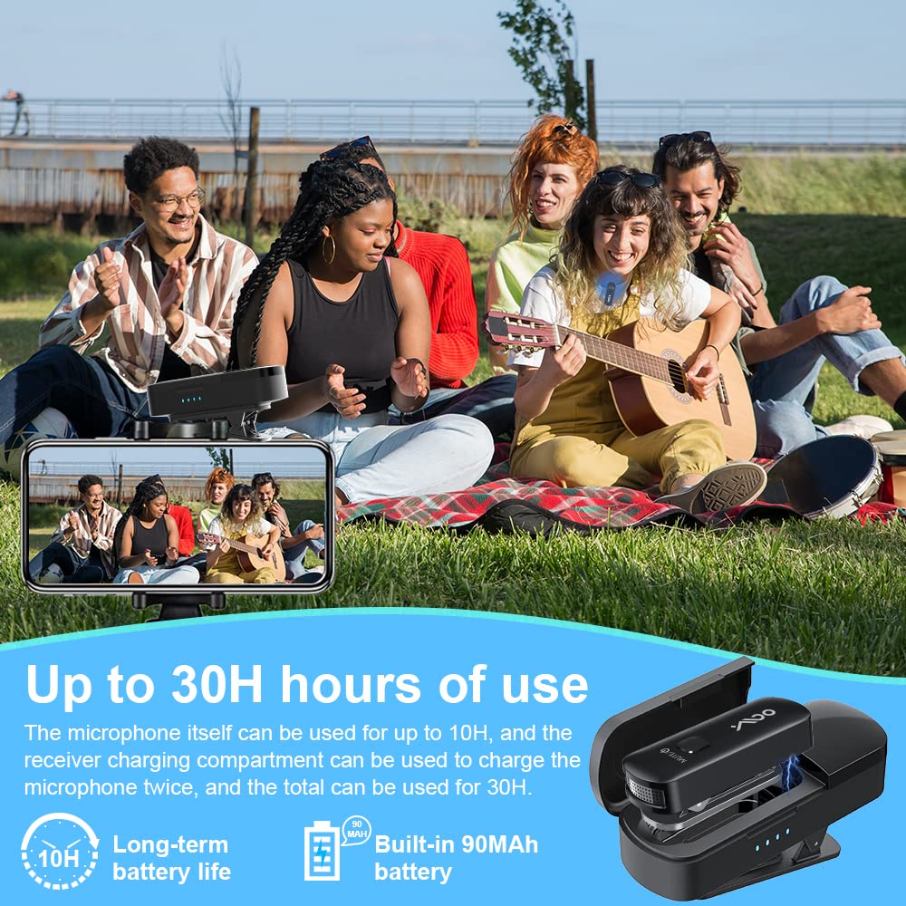 YMOO 230ft Wireless Microphone for iPhone/Android/USB, 2 in 1 2.4Ghz Dual Noise Reduction for Video Recording, Meeting, Vlog, Tiktok, YouTube, Whatsapp