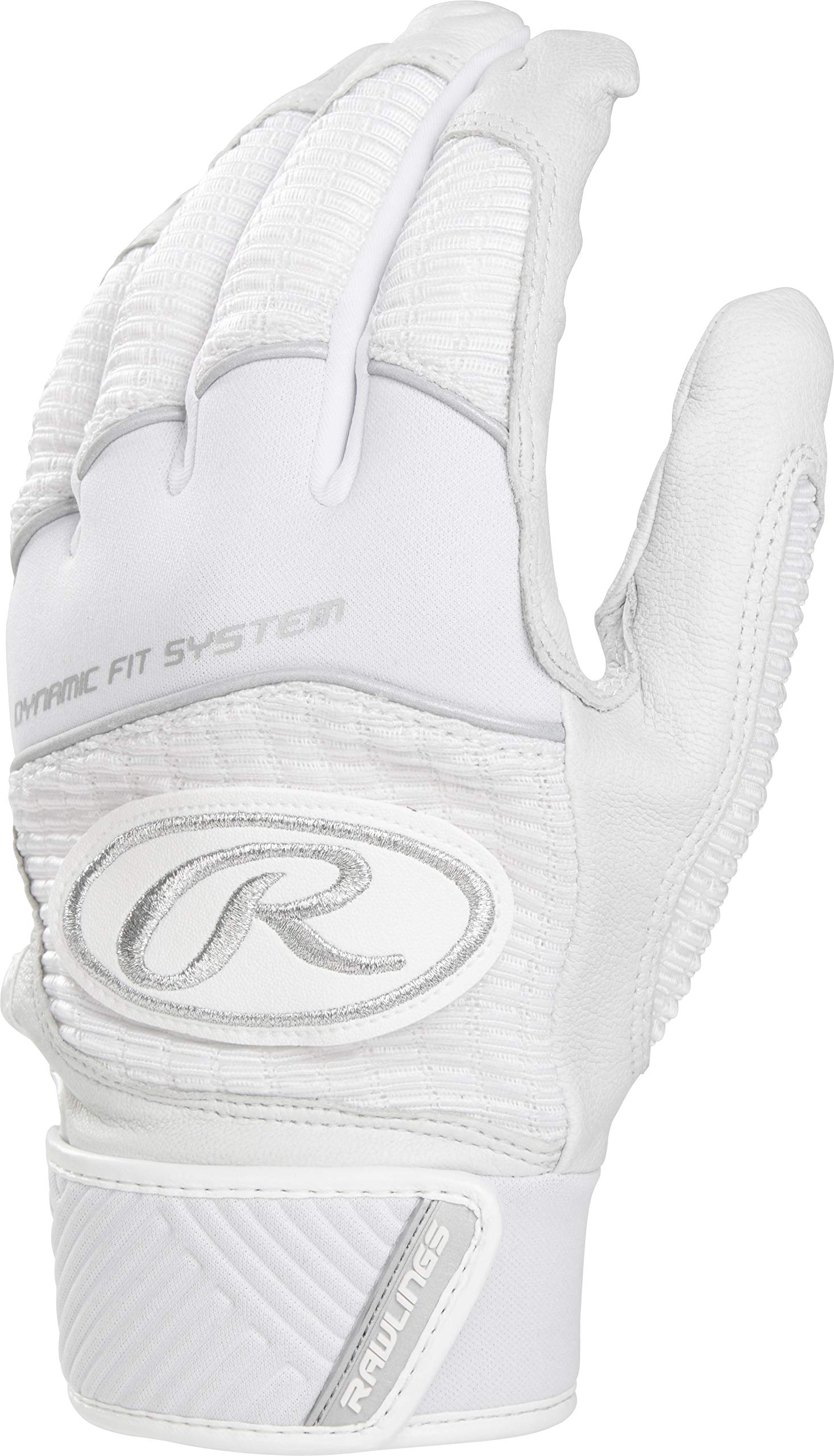 Rawlings WH950BGY-W-90 Workhorse Batting Gloves, White, Large