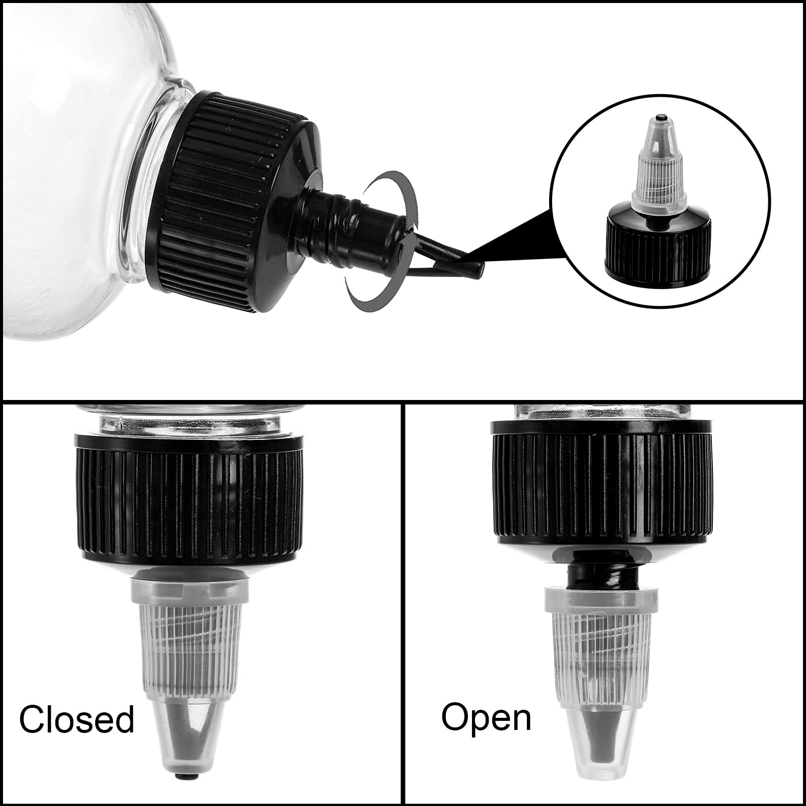 WUWEOT 20 Pack 8.5 oz Graduated Boston Dispensing Bottles, 250ml LDPE Plastic Squeeze Bottles, Empty Dropper Water Liquid Bottles with Twist Caps for Paint, Glue, Crafts, Ink, Liquids, Oil