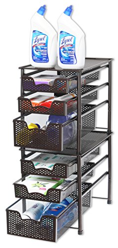 Simple Houseware Stackable 3 Tier Sliding Basket Organizer Drawer, Bronze