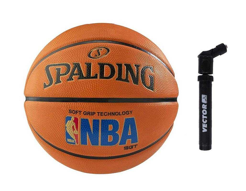 Spalding Logoman Basketball Match Ball Official Size 7 in/ Outdoor with Air Pump