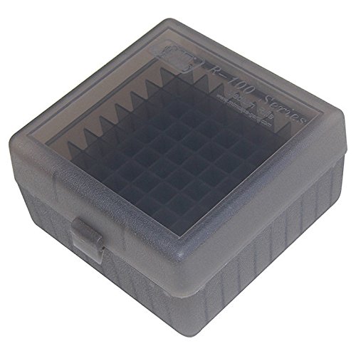 MTM 100 Round Flip-Top Rifle Ammo Box, Medium, Clear Smoke