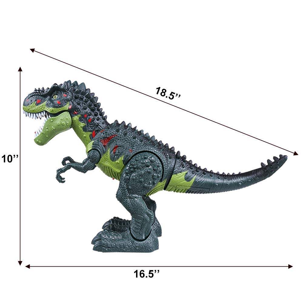 WESPREX Remote Control Dinosaur Toy: Walking T-Rex, Flame Spray, Laying Eggs, Light-Up Eyes, Roaring Sound, 6 Pull Back Cars - for Ages 3+