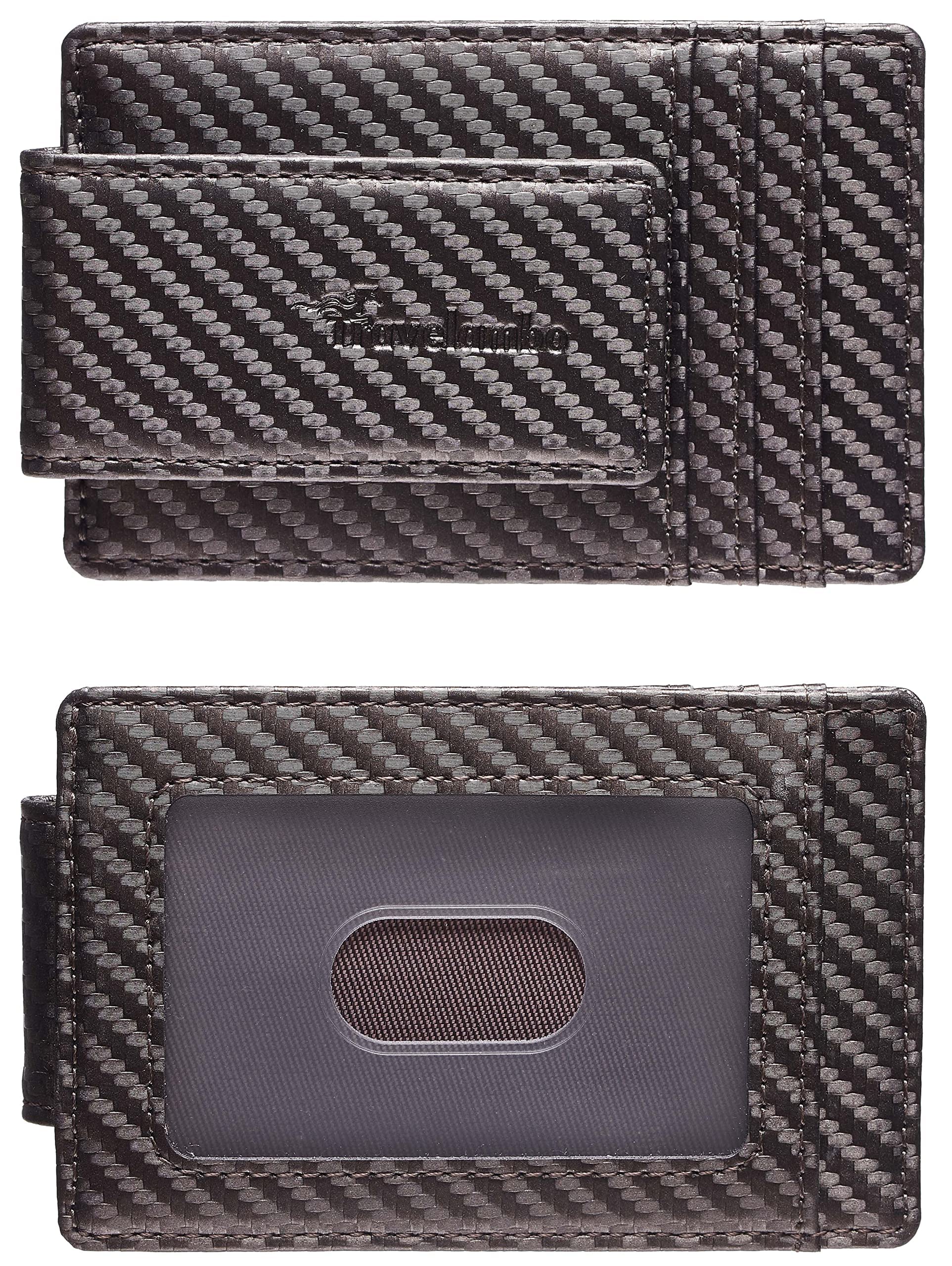 Travelambo Money Clip Front Pocket Wallet Slim Minimalist Wallet RFID Blocking(Carbon Metal Gun)