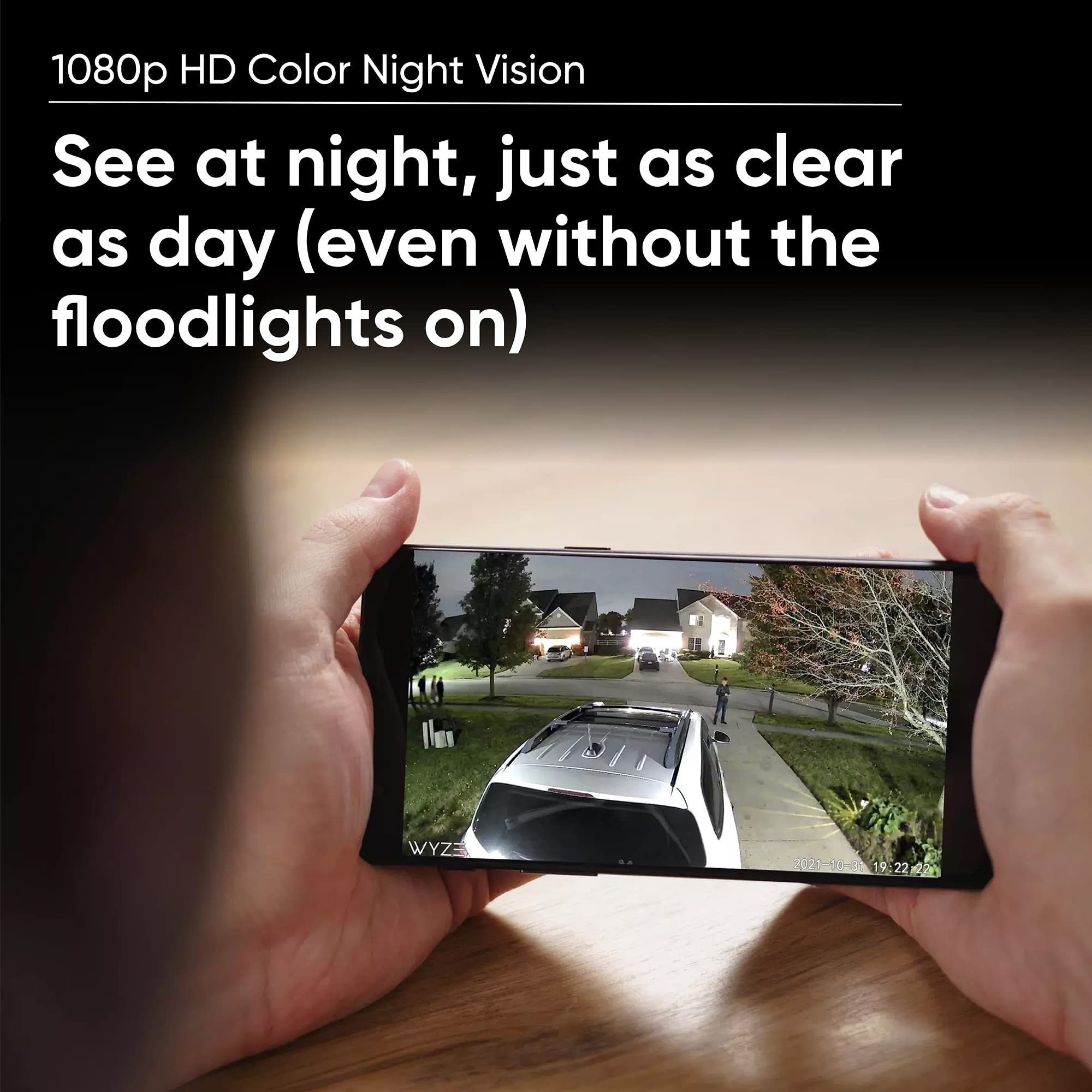 Wyze Cam Floodlight with 2600 Lumen LEDs, Wired 1080p HD IP65 Outdoor Smart Security Camera, Color Night Vision, 270-Degree Motion Detection, 90dB Siren, and Two-Way Audio with 32GB MicroSD Card