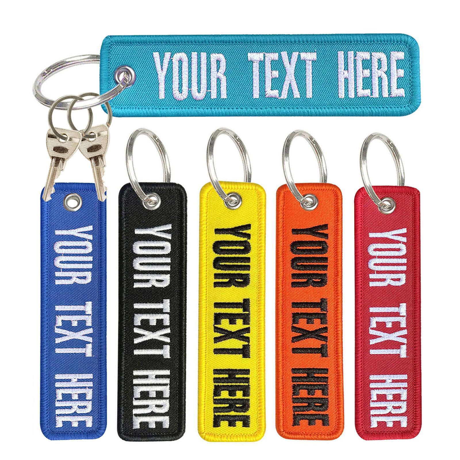ssass Personalized Keychain, Custom Embroidery Double Sided Text Keyring, Unique Gift Keychain for Men/Women Motorcycle Scooter Car