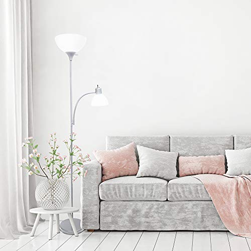 Simple Designs LF2000-SLV Mother-Daughter Floor Lamp with Reading Light, Silver