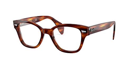 Ray-Ban RX0880 Square Prescription Eyeglass Frames, Striped Havana/Demo Lens, 49 mm