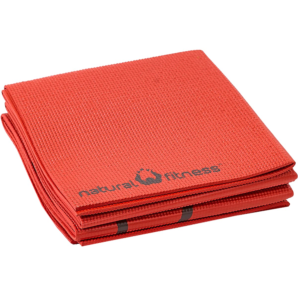 Natural Fitness ROAM 72" Folding Yoga Mat with Non-Slip Traction and Carry Bag to Protect and Keep Compact, 13 x 12.5 x 2.5, Red Rock
