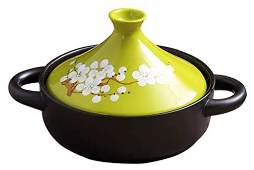 XuRX Hand Made Ceramic Tagine Pot 1.5L, Home Tagine Pot Cookware Lead Free Stew Casserole Slow Cooker for Home Kitchen 20cm