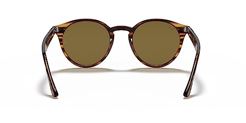Ray-Ban RB2180 Round Sunglasses, Striped Red Havana/Dark Brown, 49 mm