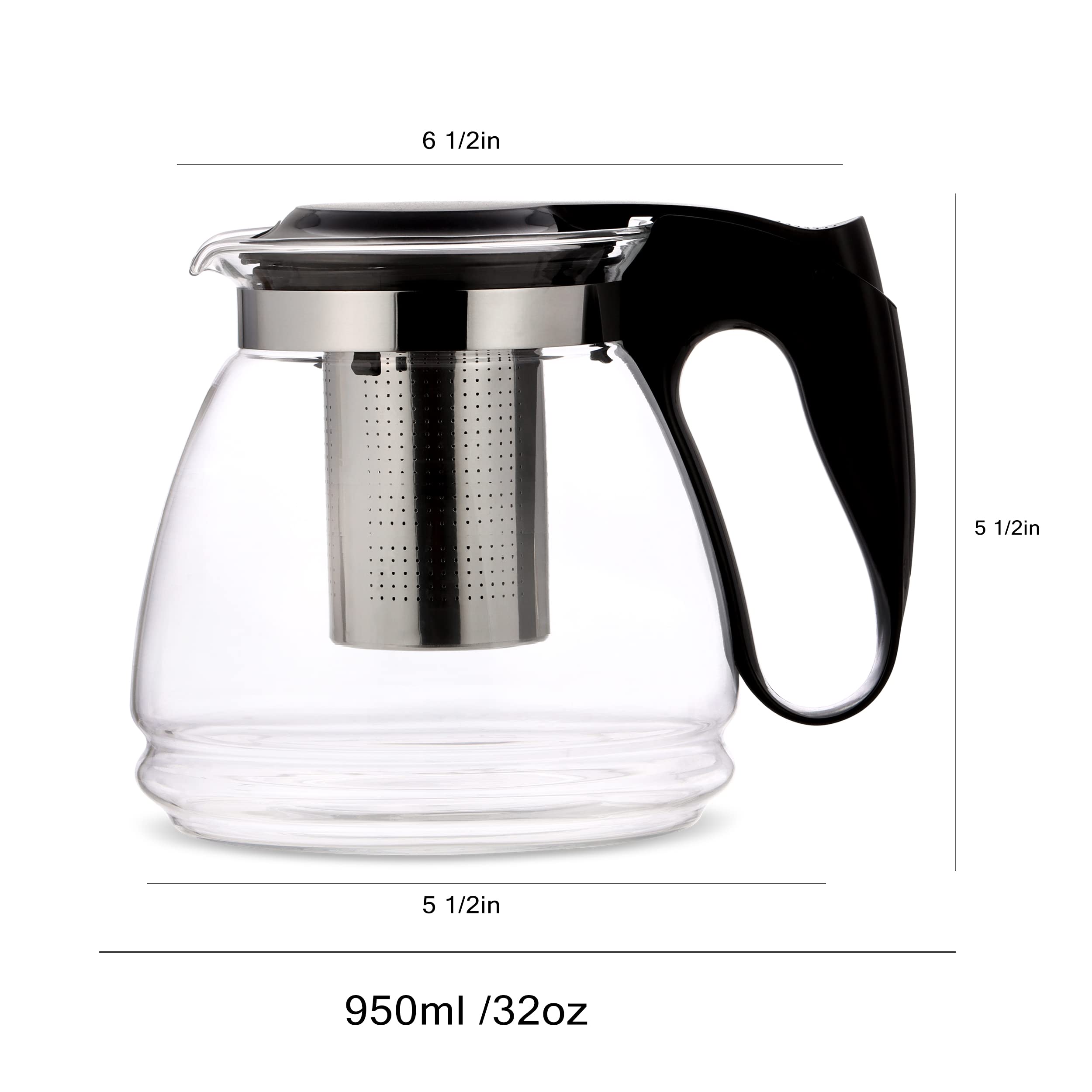 Simpli-Magic 79418 1500 ml Glass Tea Pot with Stainless Steel Filter, Standard