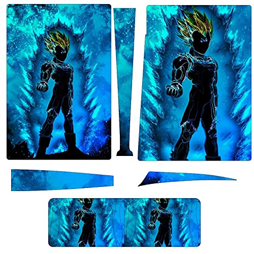 PlayStation 5 optical drive version sticker protective cover, Super Saiyan Prince Vegeta The Soul of Aeration While Fighting ps5 controller protective shell (compatible with ps5 optical drive)