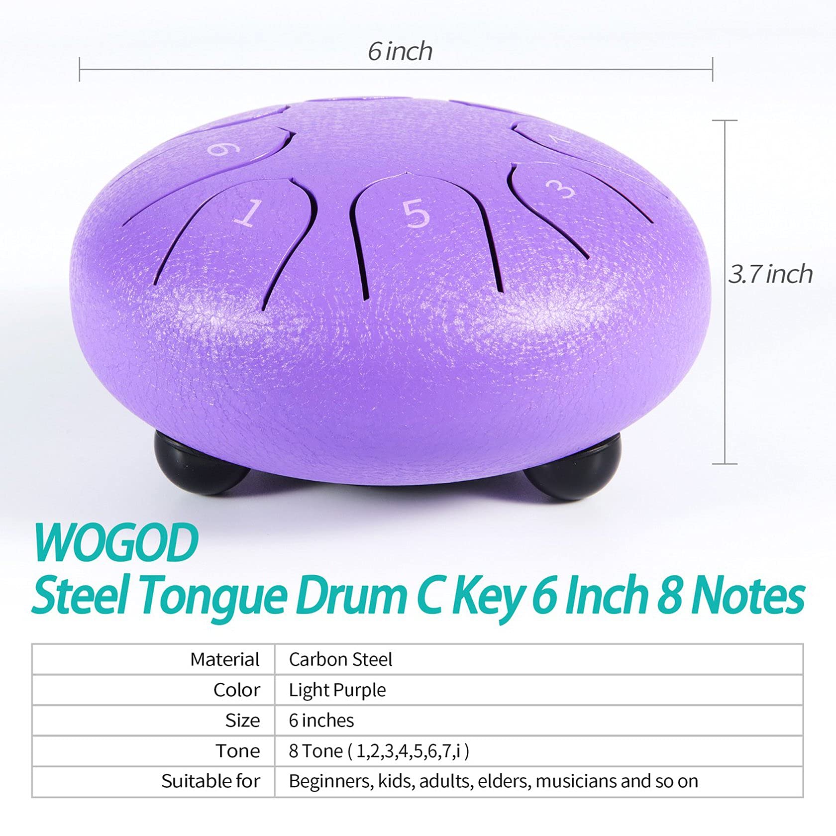 Steel Drums, Steel Tongue Drum 6 Inches 8 Notes,Handpan Tank Drum Percussion Musical Instrument Panda Hang Drum