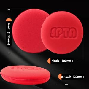 SPTA 10Pcs Foam Wax Applicator Pads, 4inch Hand Wax Pad(Red), Soft Car Detailing Sponges,Supreme Shine Pad, for Car Cleaning, for Car Detail Cleaning, Waxing pad