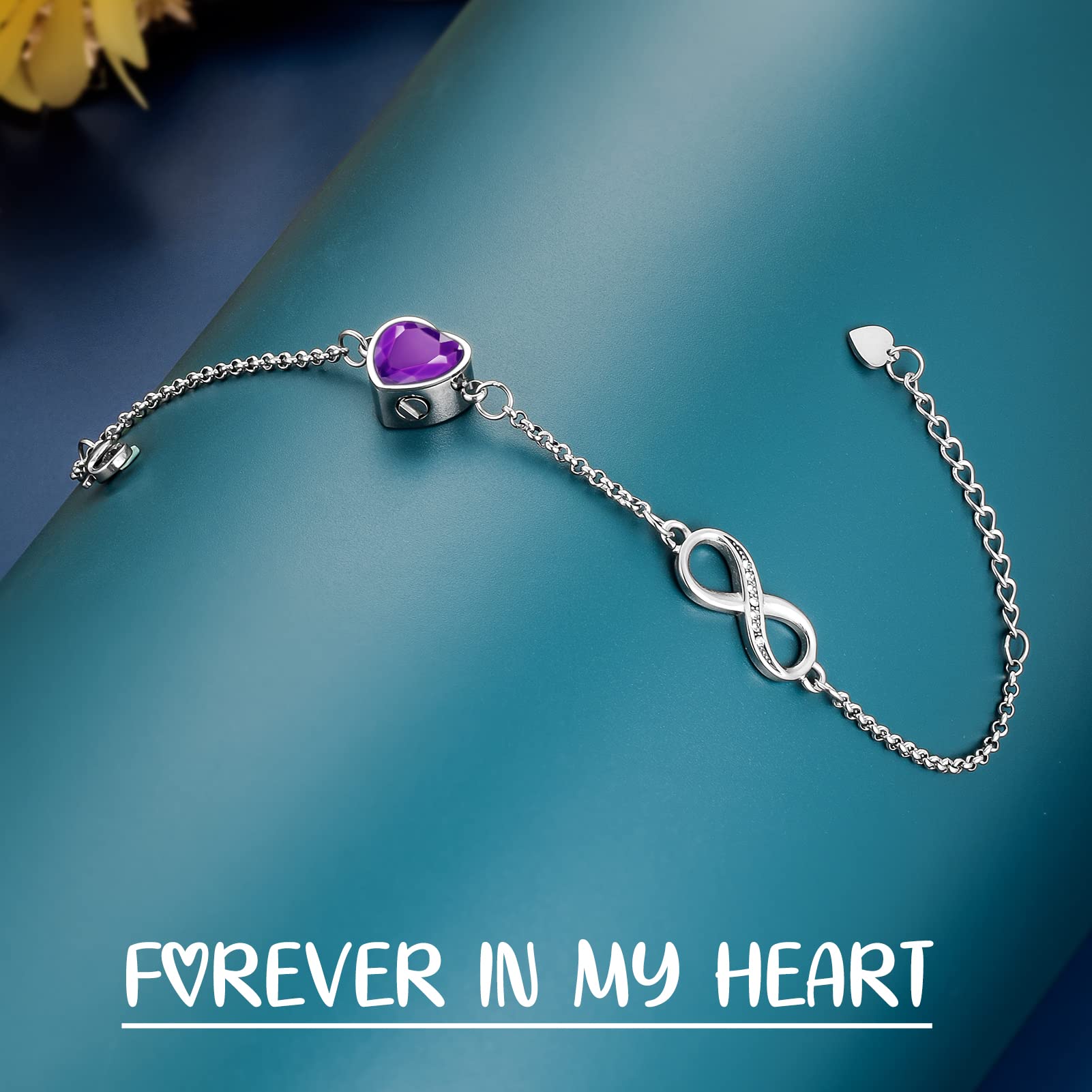 XIUDA Urn Bracelet for Ashes Cremation Bracelet for Women Heart Locket for Ashes Infinity Keepsake Bracelet