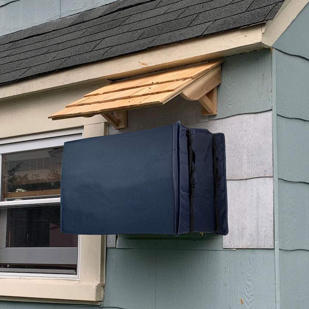 Qualward Window Air Conditioner Cover for Outside Unit, AC Covers for Outdoor Window Small Size - 21.5"W x 16"D x 15"H Inches, Blue